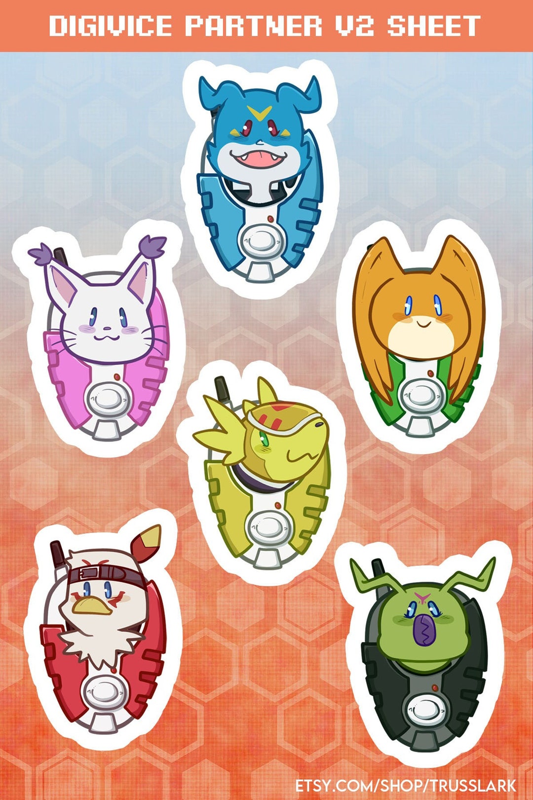 Digimon Digivice Partners V2 Sticker Sheet | 4x6 Inch | Vinyl ...
