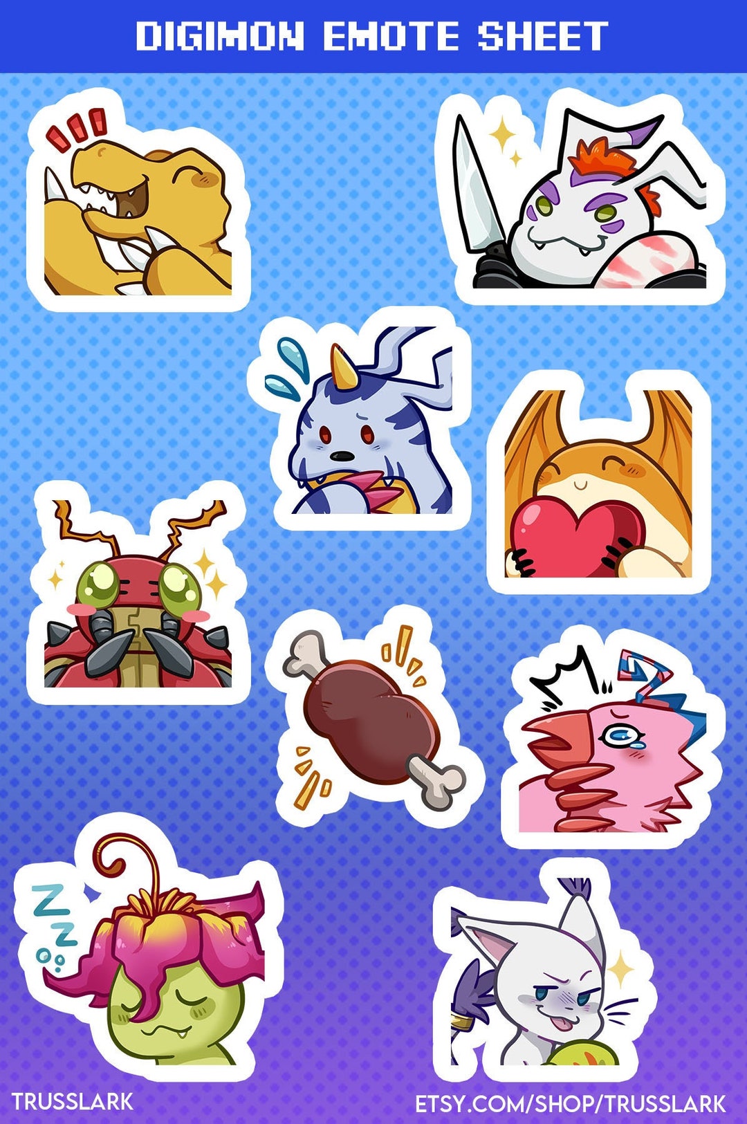 Digimon Emote Vinyl Sticker Sheet 4x6 Inch | Digimon Adventure | Vinyl ...