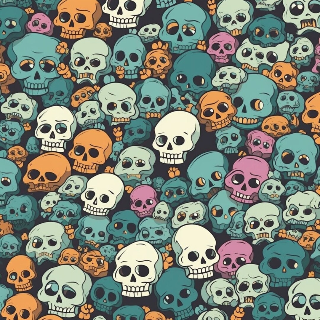 Quirky Cartoon Skull Pattern - Digital Download for DIY Projects, Home ...