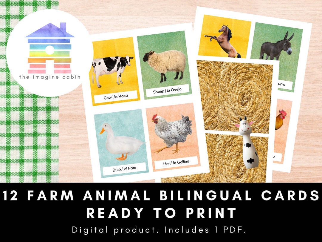 FARM ANIMALS * 12 Bilingual Cards * Spanish/english * Flash Cards* PDF ...