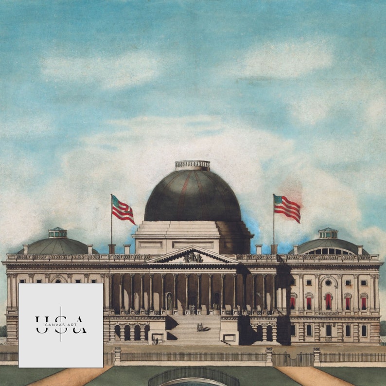 Alexander Jackson Davis 'united States Capitol' 19th Century Gothic ...