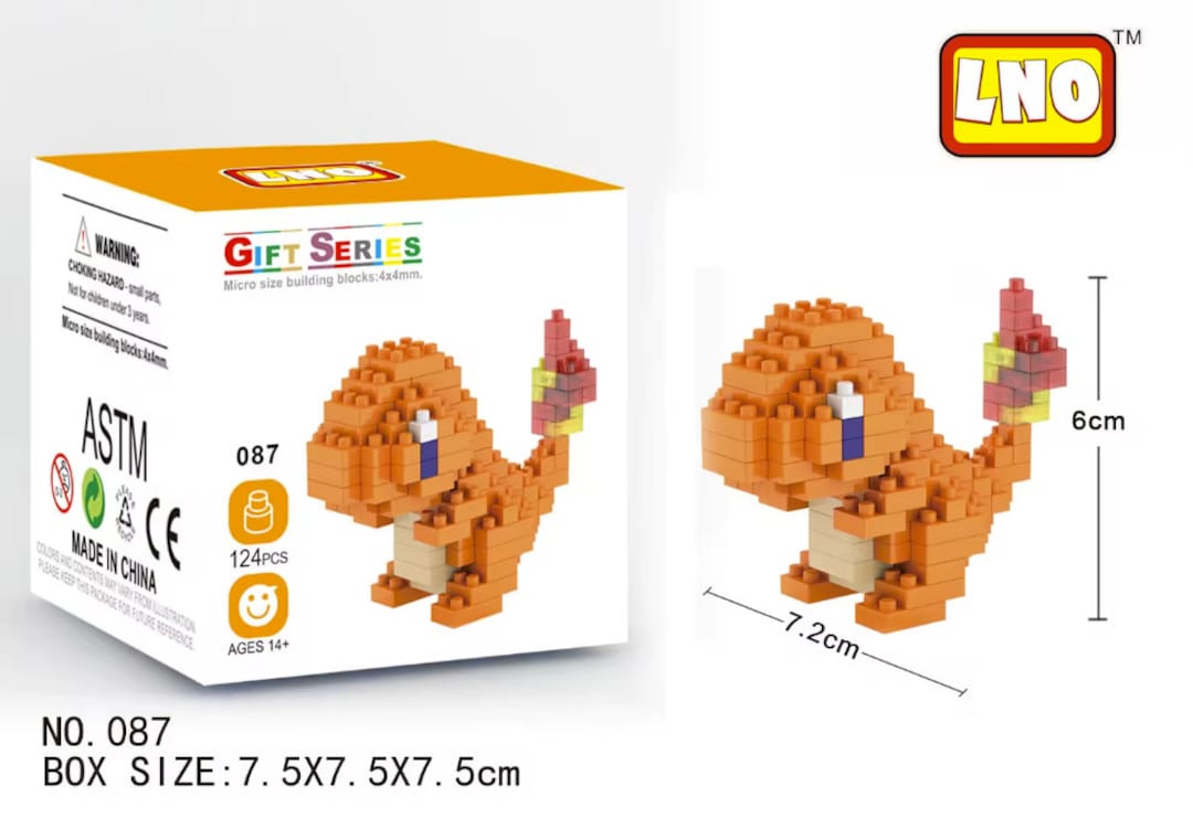 Charmander Mini Building Block, Pokémon Fun Building Block Toy Series ...