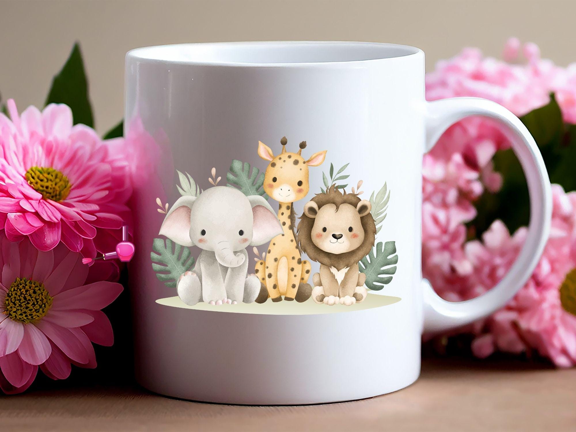 Watercolor Safari Animals Clipart: Baby Shower PNG SVG JPG (digital ...