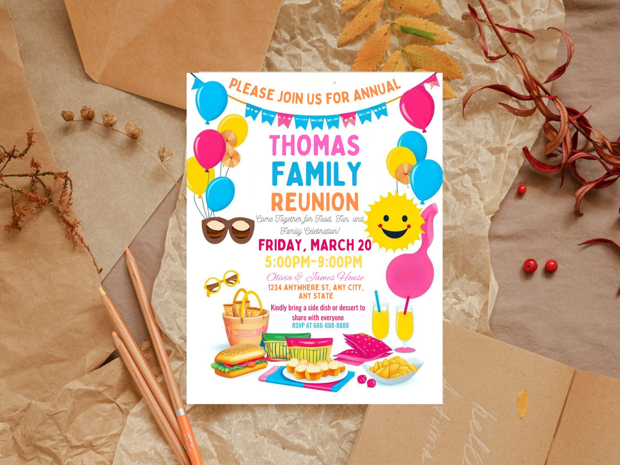 Family Reunion Flyer Template: DIY Editable Invitation (canva) - Etsy