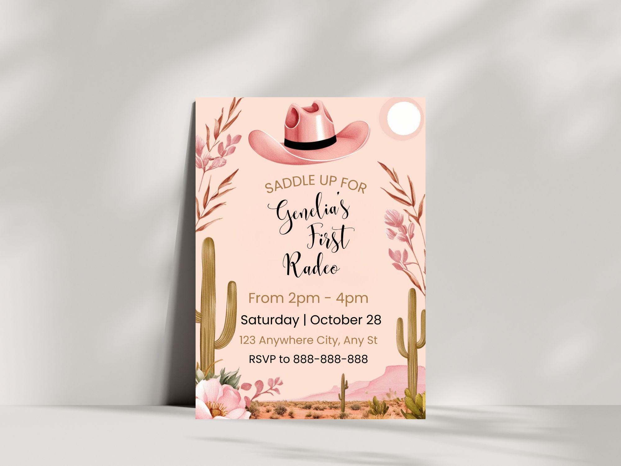 First Rodeo Birthday Invitation Editable 1st Rodeo Invite Cowgirl Theme ...