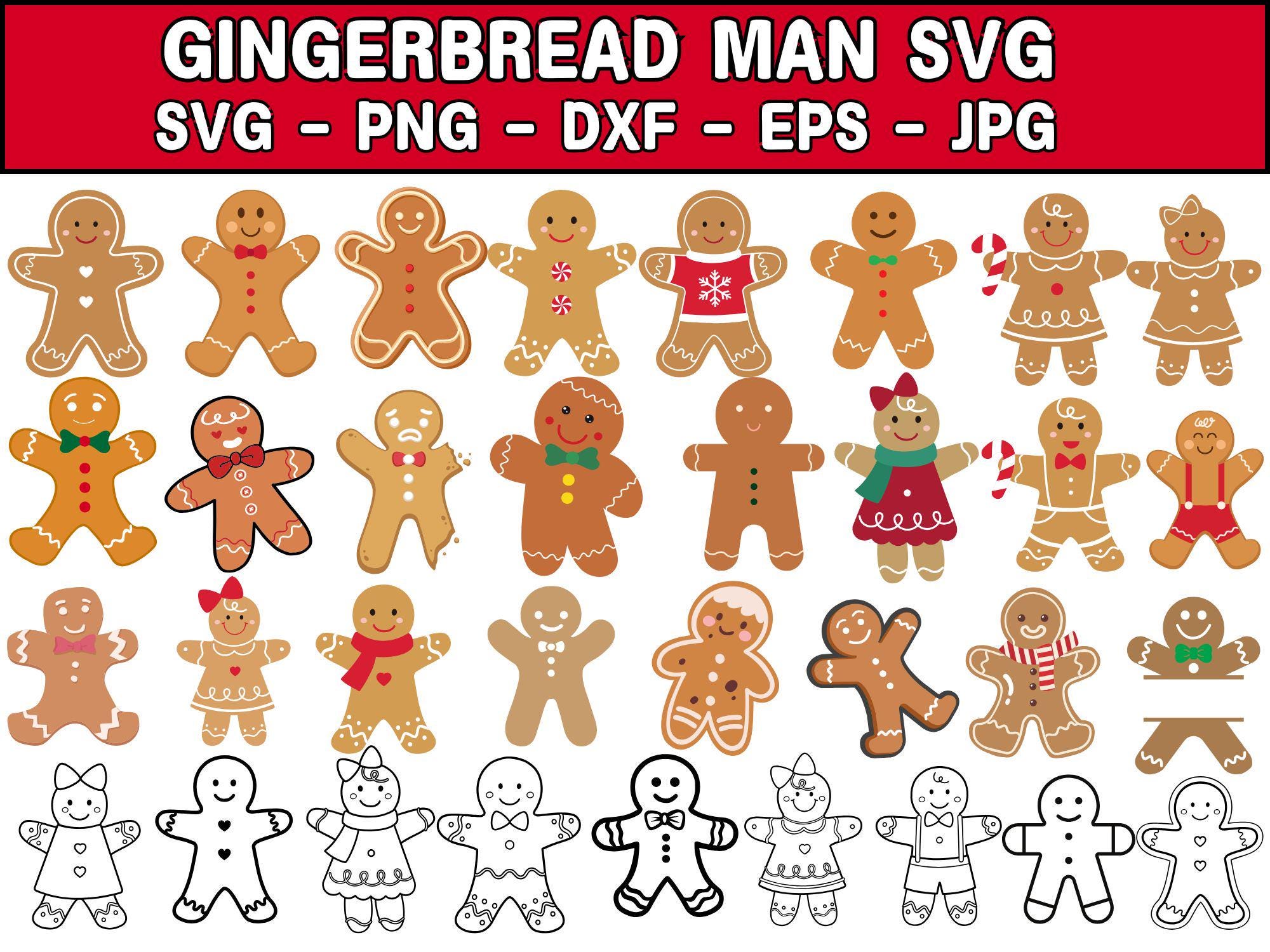 Gingerbread Man Svg, Gingerbread Woman Svg, Christmas Svg, Bundle Svgs ...