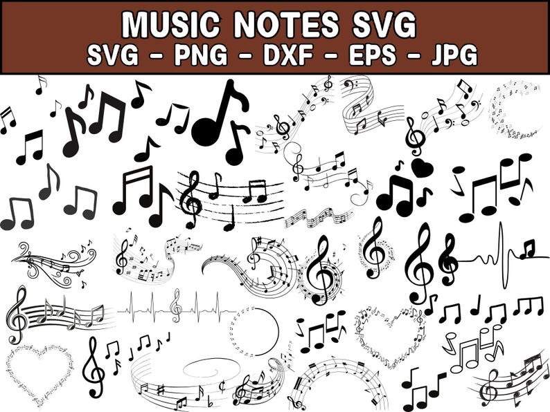 Music Notes SVG Bundle: Clipart, Cut Files, Vector (digital Download ...