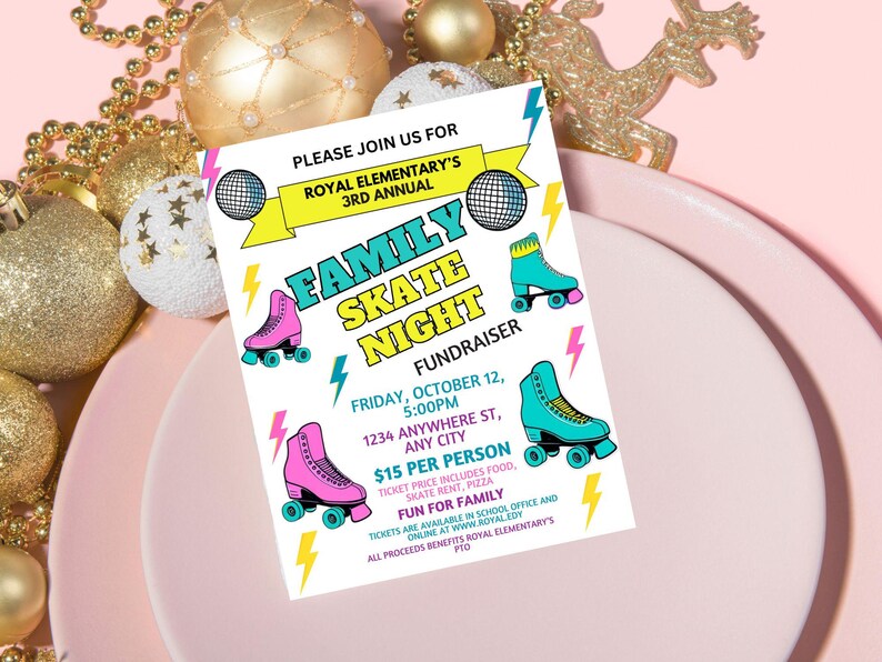 Editable Family Skate Night Flyer, Roller Skating Fundraiser,family ...