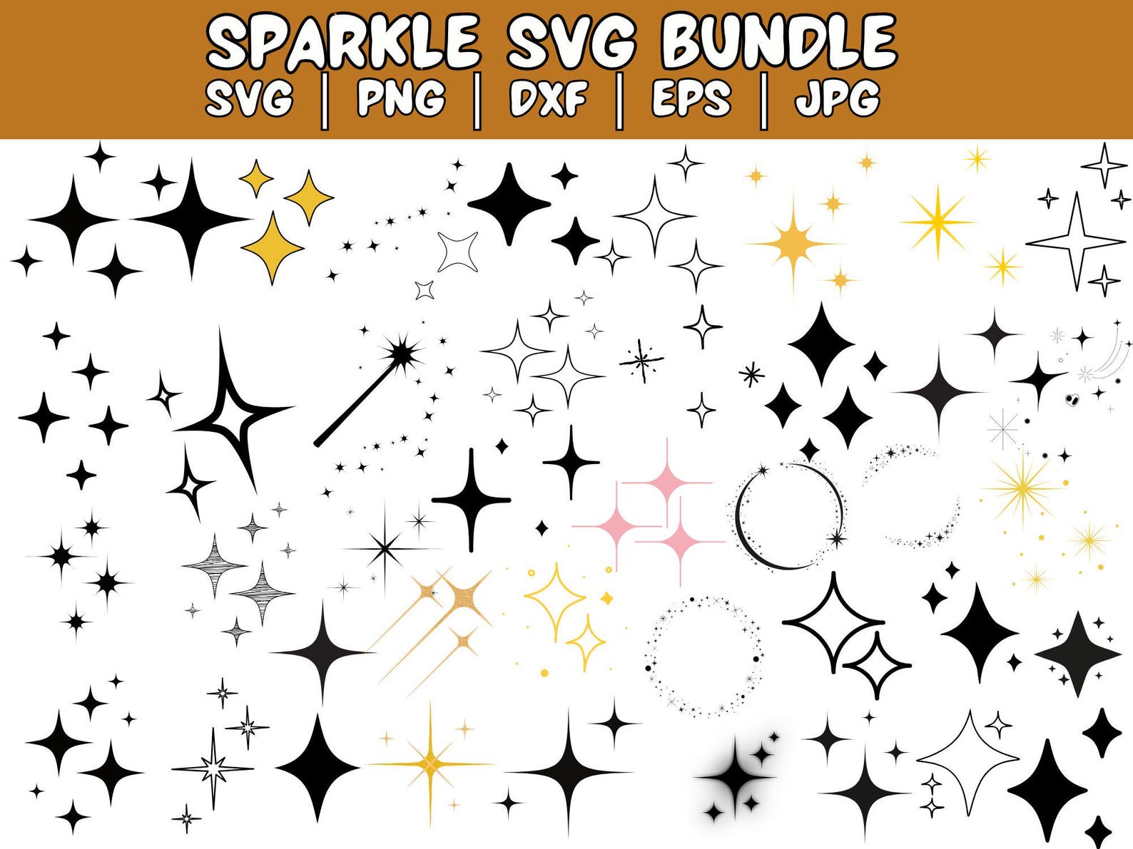 Sparkle SVG Bundle, Sparkle PNG Bundle, Sparkle Clipart, Sparkle Star SVG Cut Files for Cricut ...