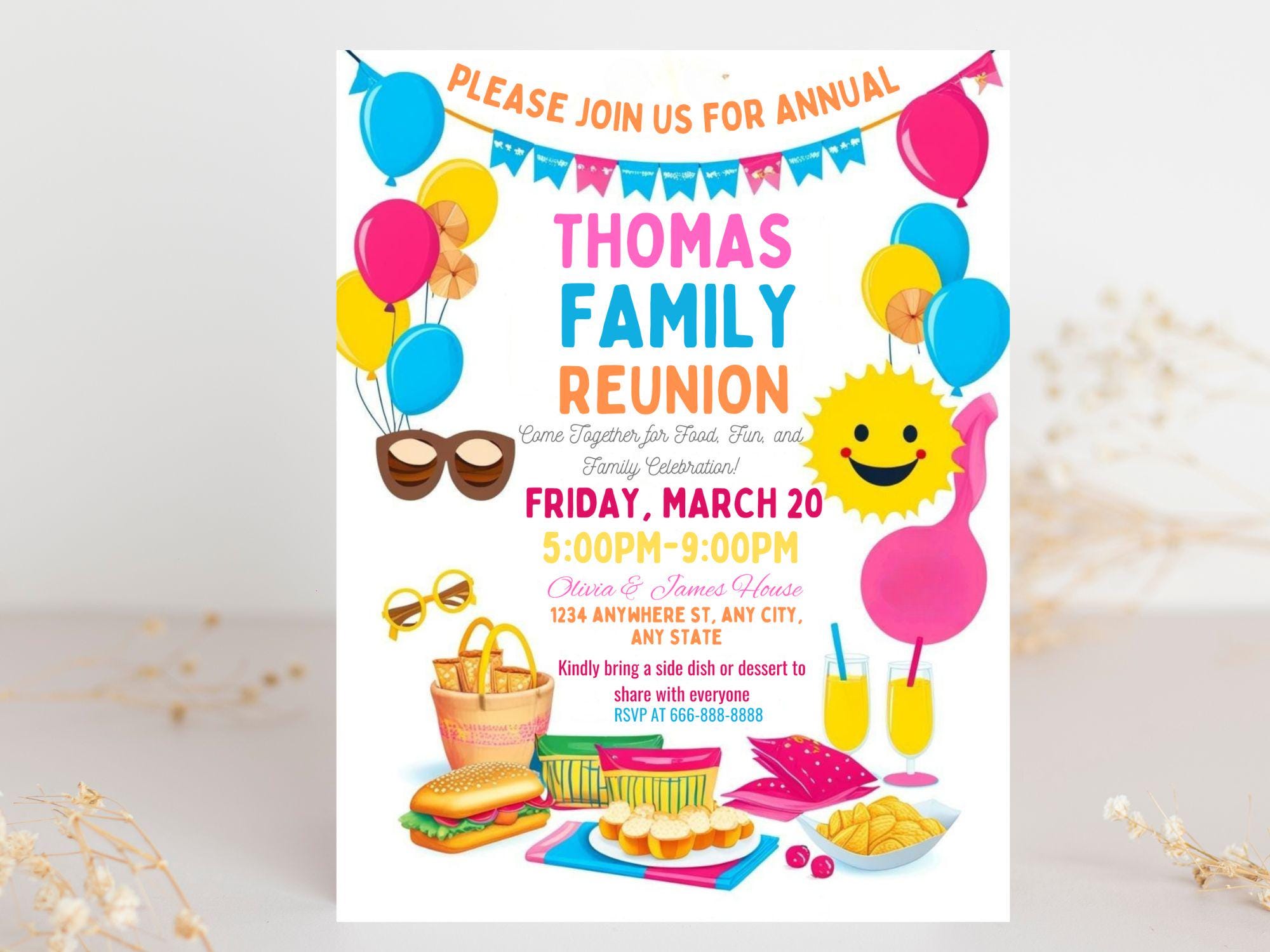 Family Reunion Flyer Template: DIY Editable Invitation (canva) - Etsy