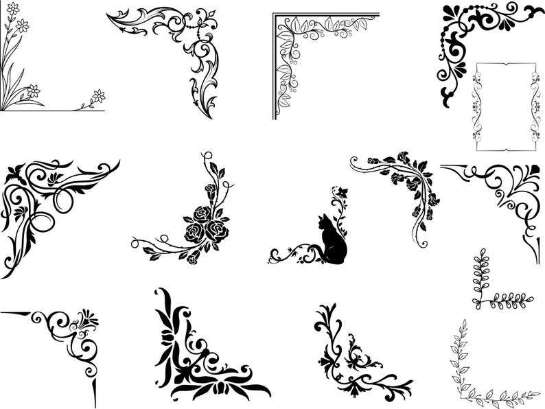 Corner Svg Bundle, Corner Svg, Floral Corner Svg Files, Decorative Page ...