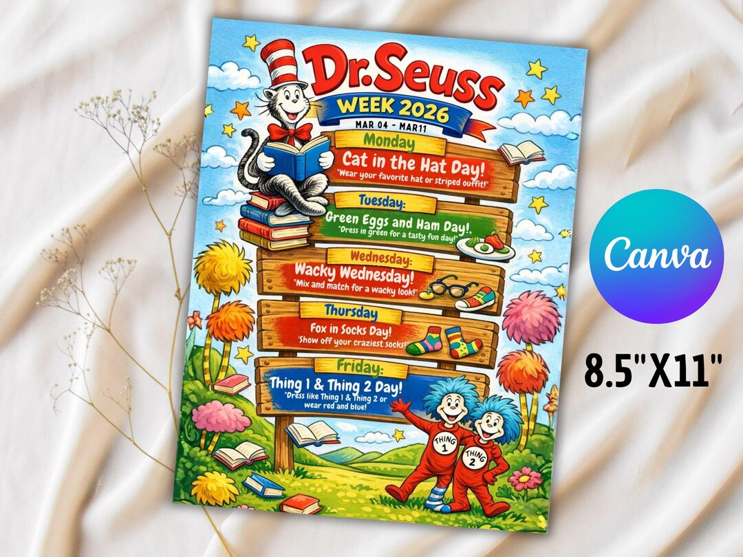 Editable Template, Read Across America Template, Spirit Week Flyer ...