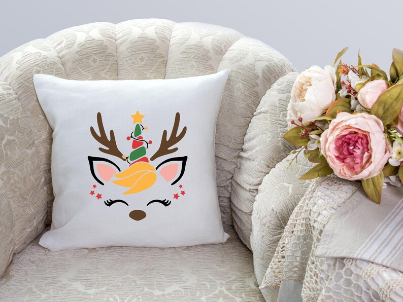 Cute Reindeer Face SVG – Christmas Clipart, Deer Vector (digital ...