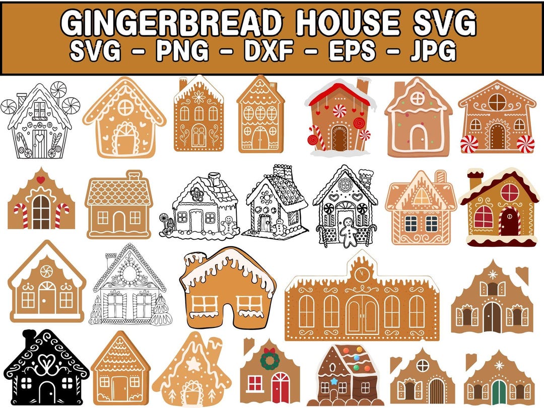 Gingerbread House SVG Clipart, Christmas Silhouette, Winter Holiday ...
