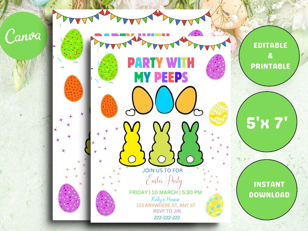 Easter Egg Hunt Invitation Editable Easter Invite Party With My Peeps ...