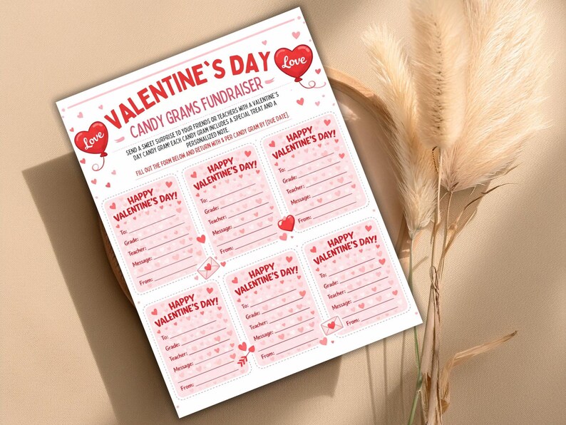 Valentine Candy Gram Flyer Template: School Fundraiser (canva Editable ...