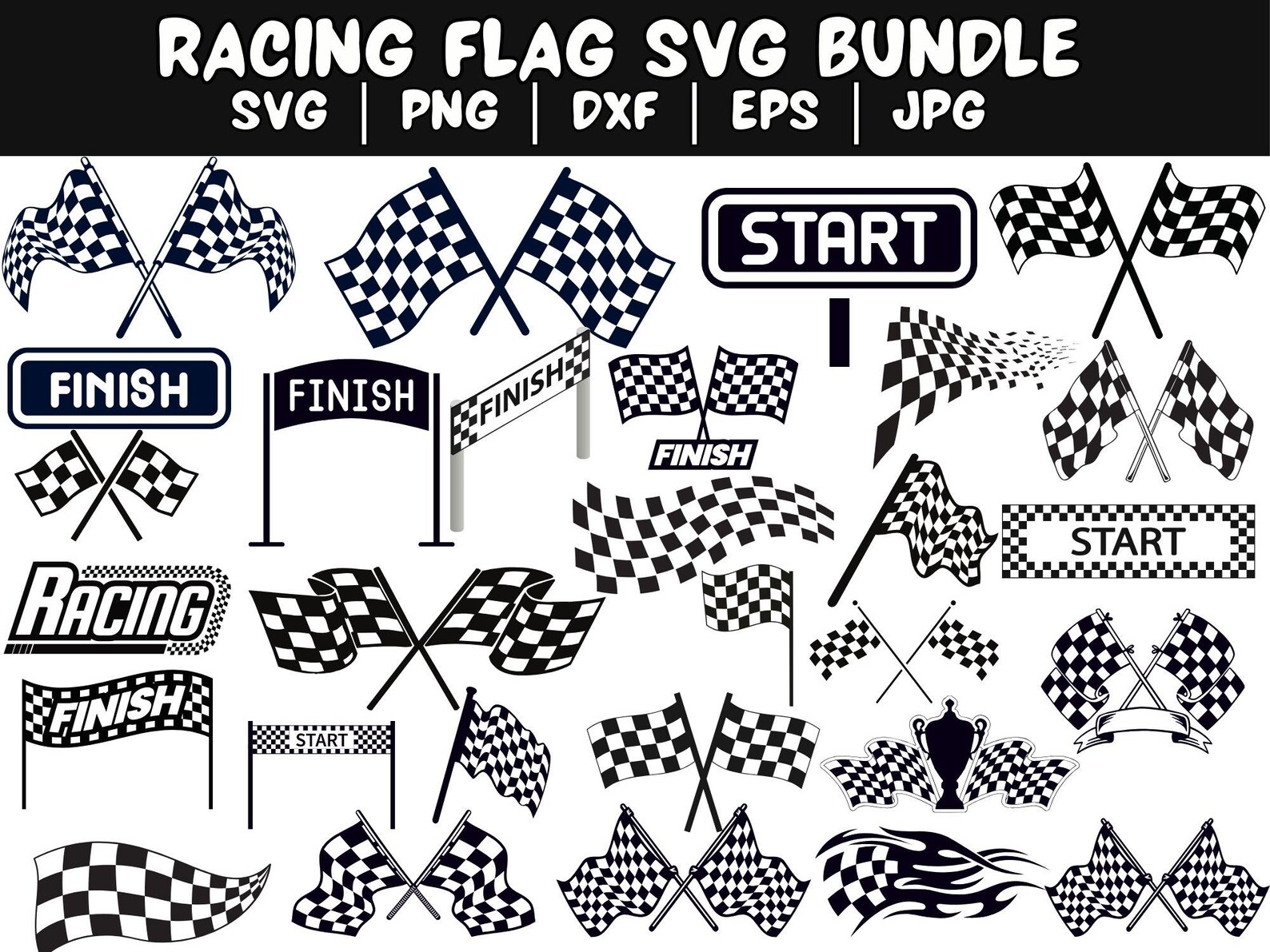 Race Flag Svg Bundle, Checkered Flag Svg, Racing Flag Svg,racing Flag ...