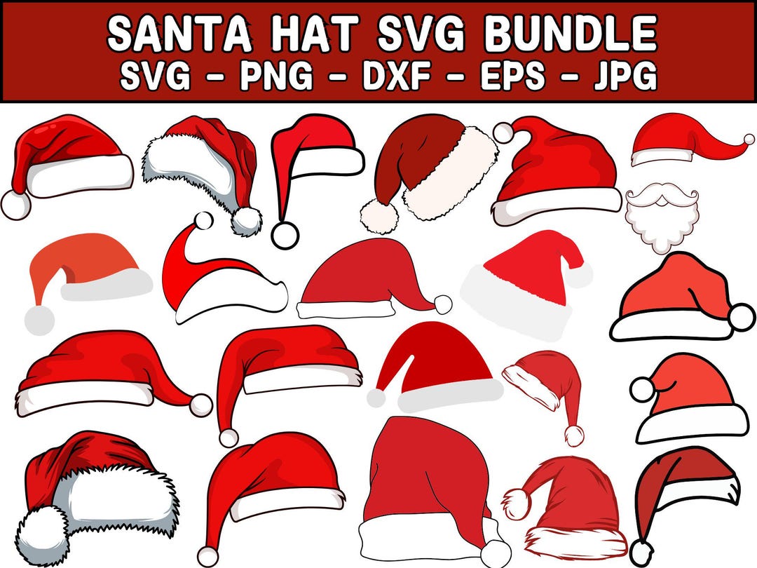 Santa Hat Svg Bundle, Christmas SVG, Santa Hat Silhouette, Christmas ...