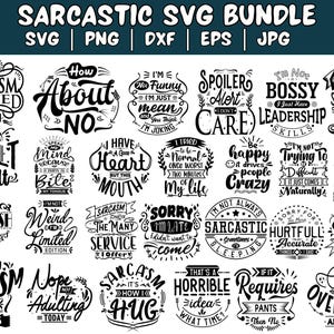 Sarcastic Quotes SVG Bundle: Funny Sayings, Sarcasm Design (digital ...