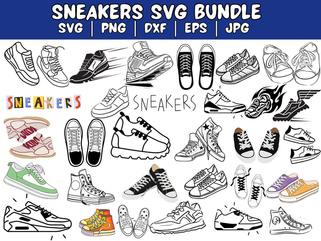 Sneaker Svg, Sneaker Cut File, Sneaker Digital Clipart, Silhouette ...