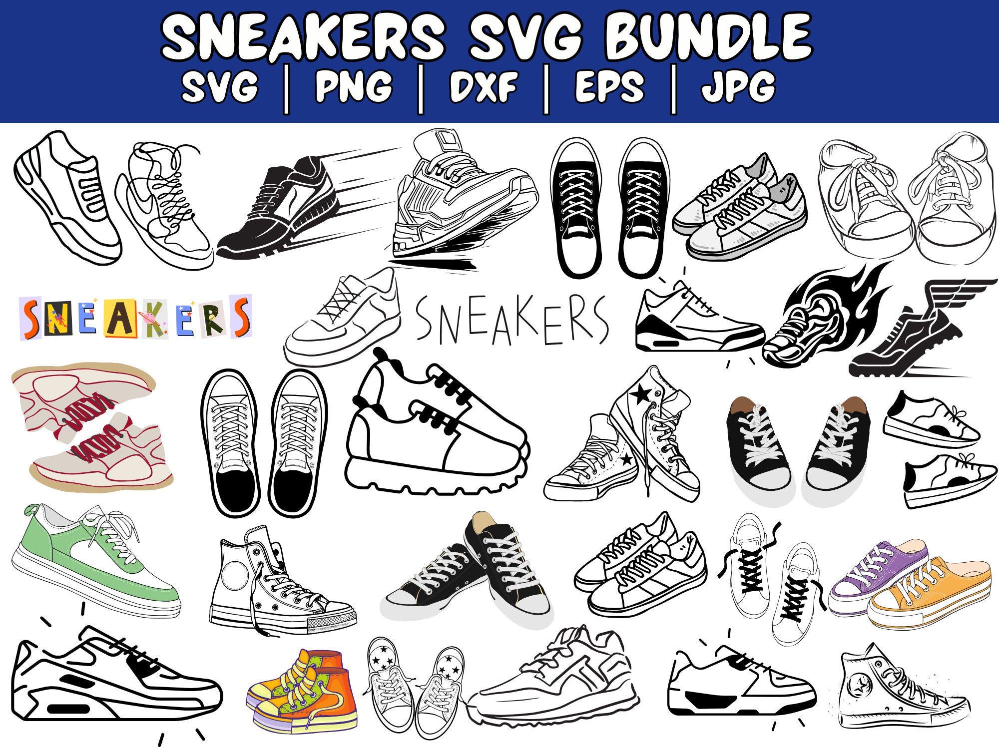 Sneaker Svg, Sneaker Cut File, Sneaker Digital Clipart, Silhouette ...
