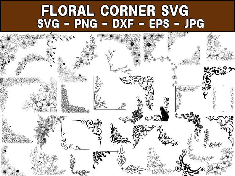 Corner Svg Bundle, Corner Svg, Floral Corner Svg Files, Decorative Page ...