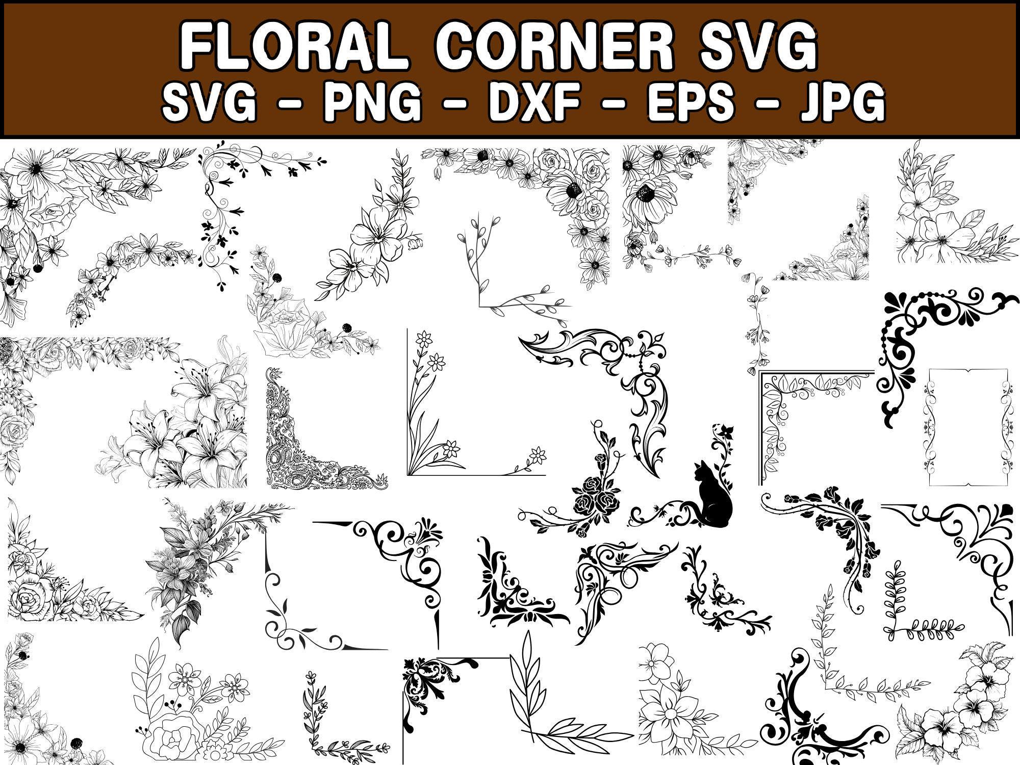 Corner Svg Bundle, Corner Svg, Floral Corner Svg Files, Decorative Page ...