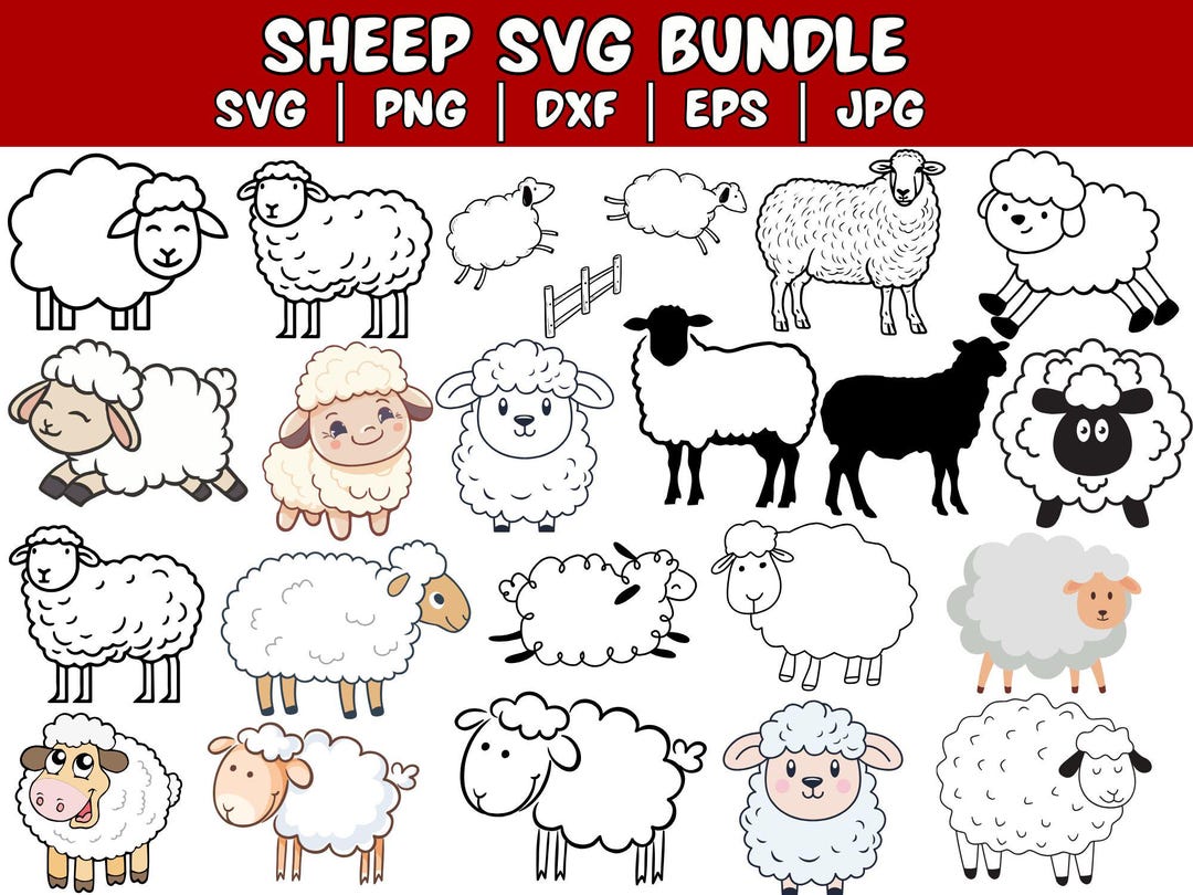 Sheep SVG Bundle, Sheep Dxf, Sheep Png, Sheep Eps, Sheep Vector, Sheep ...