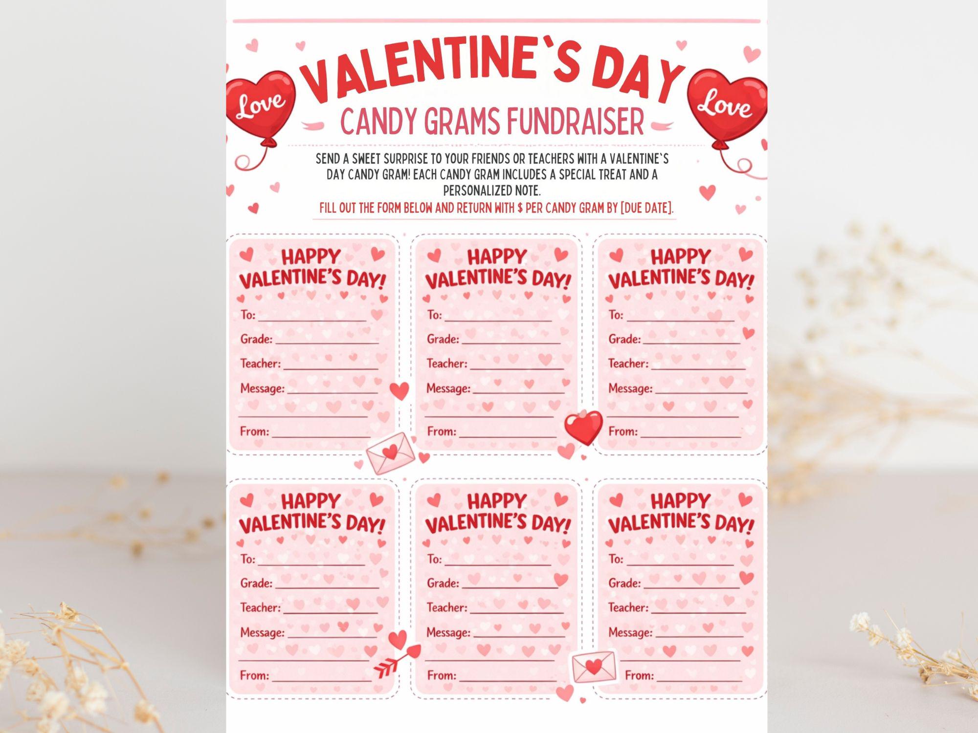 Valentine Candy Gram Flyer Template: School Fundraiser (canva Editable ...
