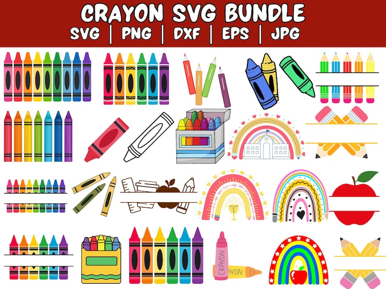 Crayon Split Monogram SVG Bundle: Teacher Cut File (digital Download ...