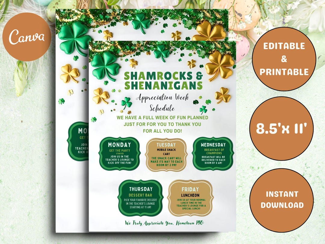 Editable St. Patrick's Day Flyer, Editable St Patrick's Day Spirit Week ...