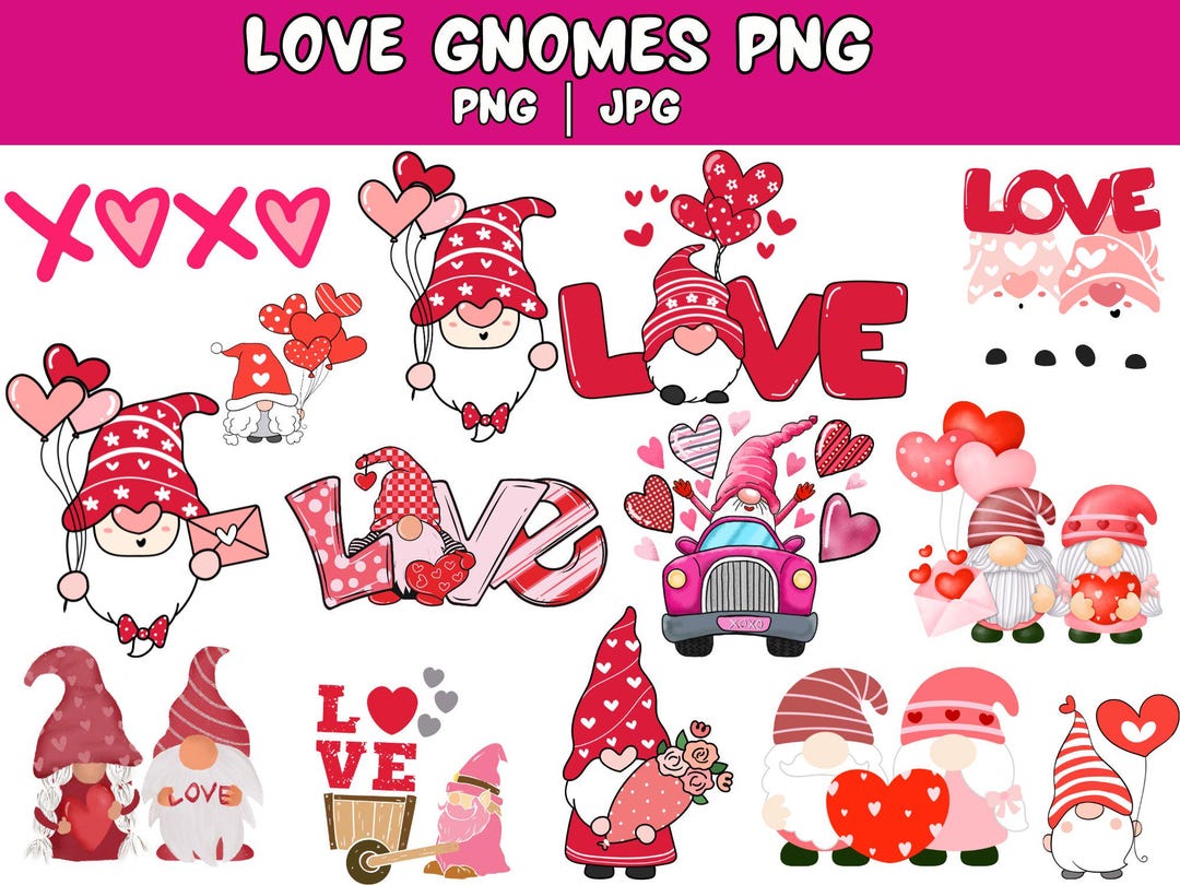 Valentine's Day Gnomes Png, Gnomes Valentine Png, Heart Gnomies ...