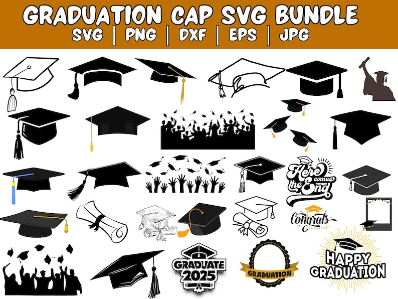 Graduation SVG Bundle: Clipart Cut Files for Cricut (digital Download ...