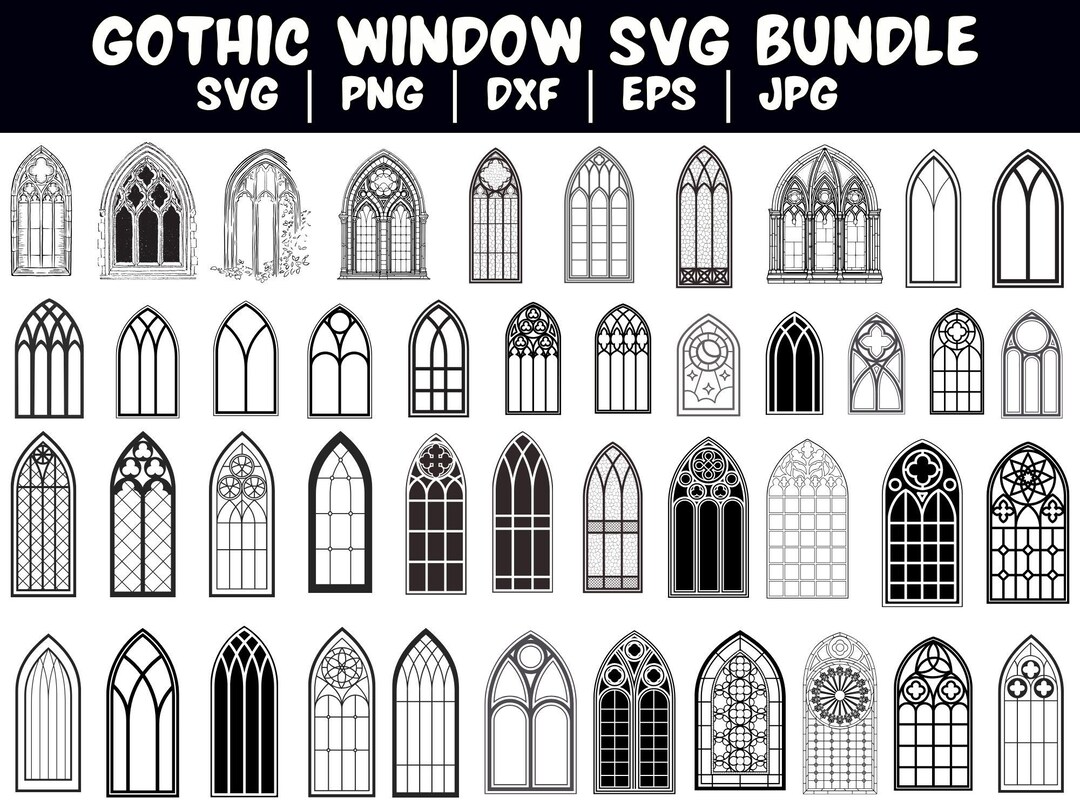 Gothic Windows Bundle Svg, Gothic Windows Clipart, Window Cut Files for ...