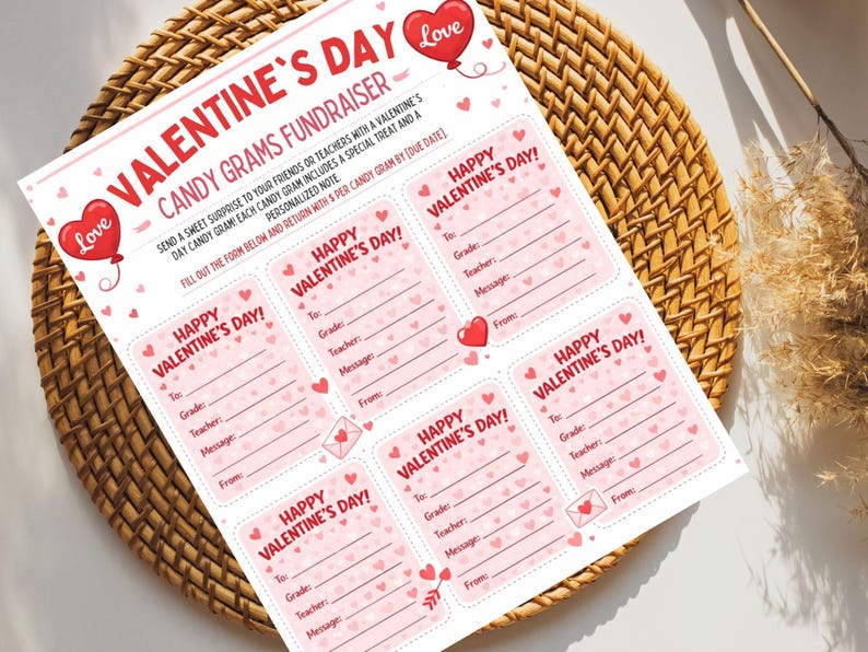 Valentine Candy Gram Flyer Template: School Fundraiser (canva Editable ...