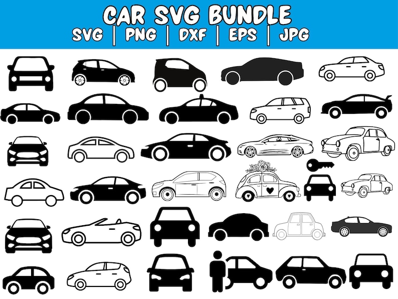 Car Svg Bundle, Retro Car Silhouette Svg, Sports Car Svg, Classic Car ...