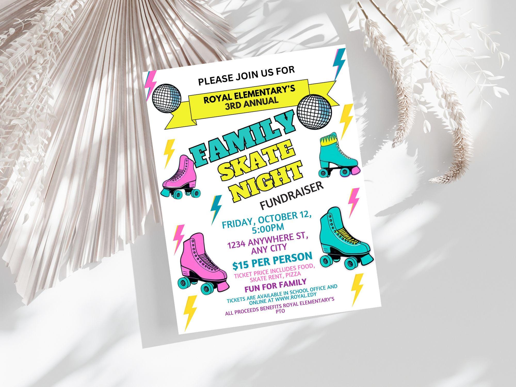 Editable Skate Night Flyer: Roller Skating Fundraiser (instant Download ...