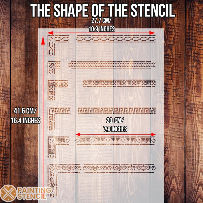A4 Border Stencil Set, Border Stencils for Wood , Greek Border Stencil ...