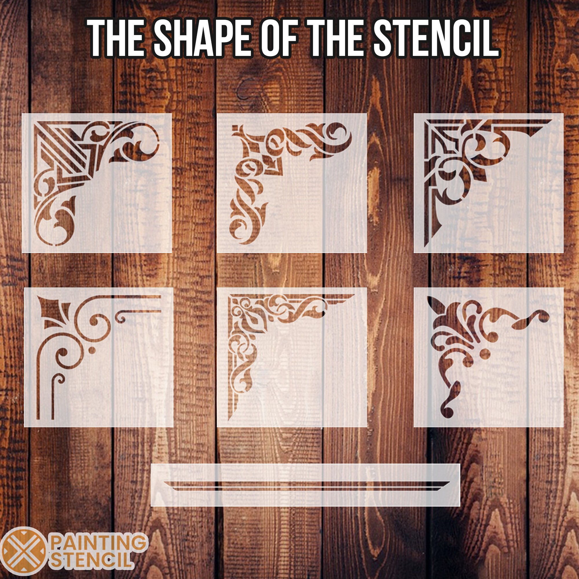 Set of 6 Stencil Templates, Set of 6 Corner Frame Stencils Victorian ...