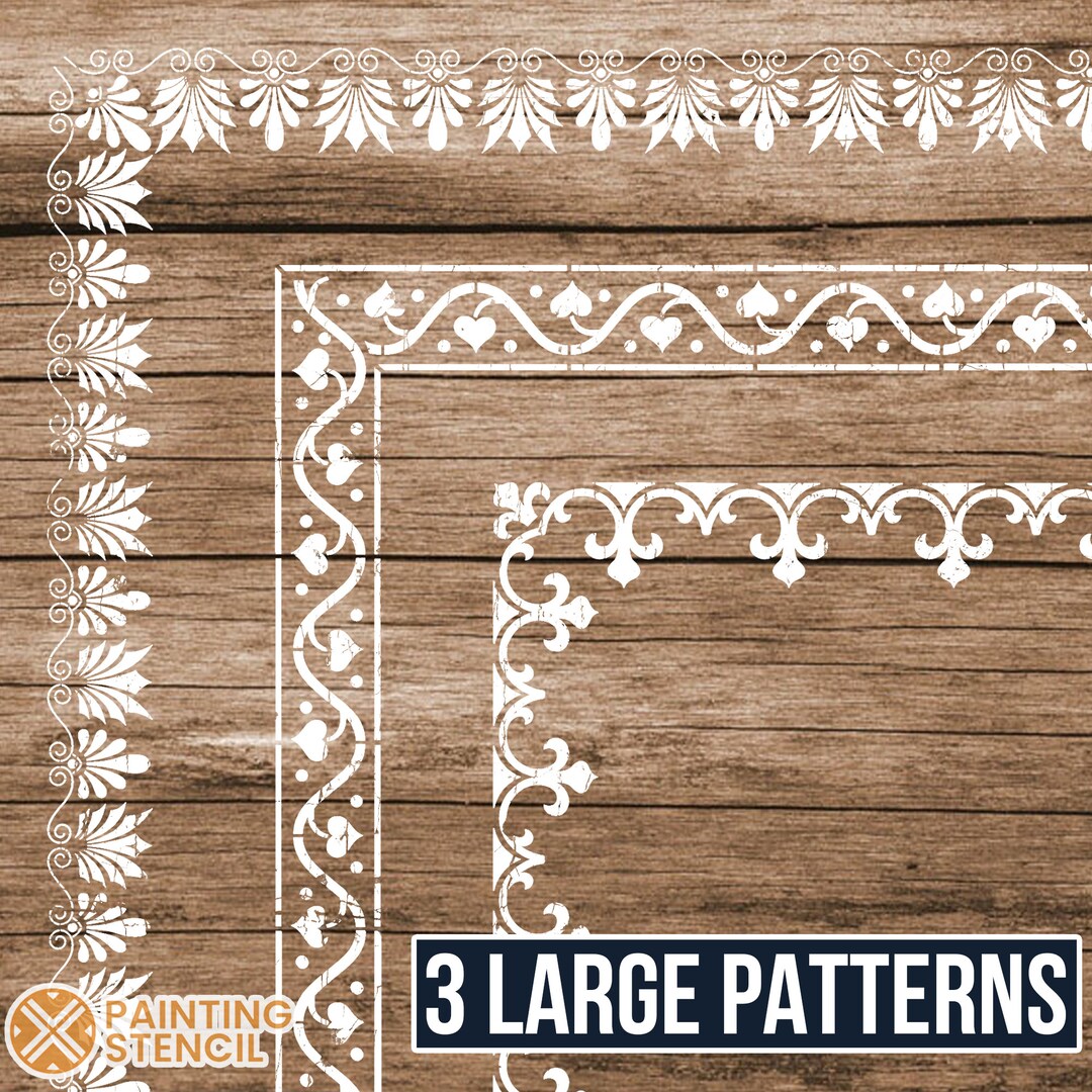 Border Stencil Set With Corners for Walls and Furniture, Victorian ...