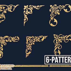 Victorian Corner Stencil, Set of 6 Corner Frame Stencils, Set of 6 ...