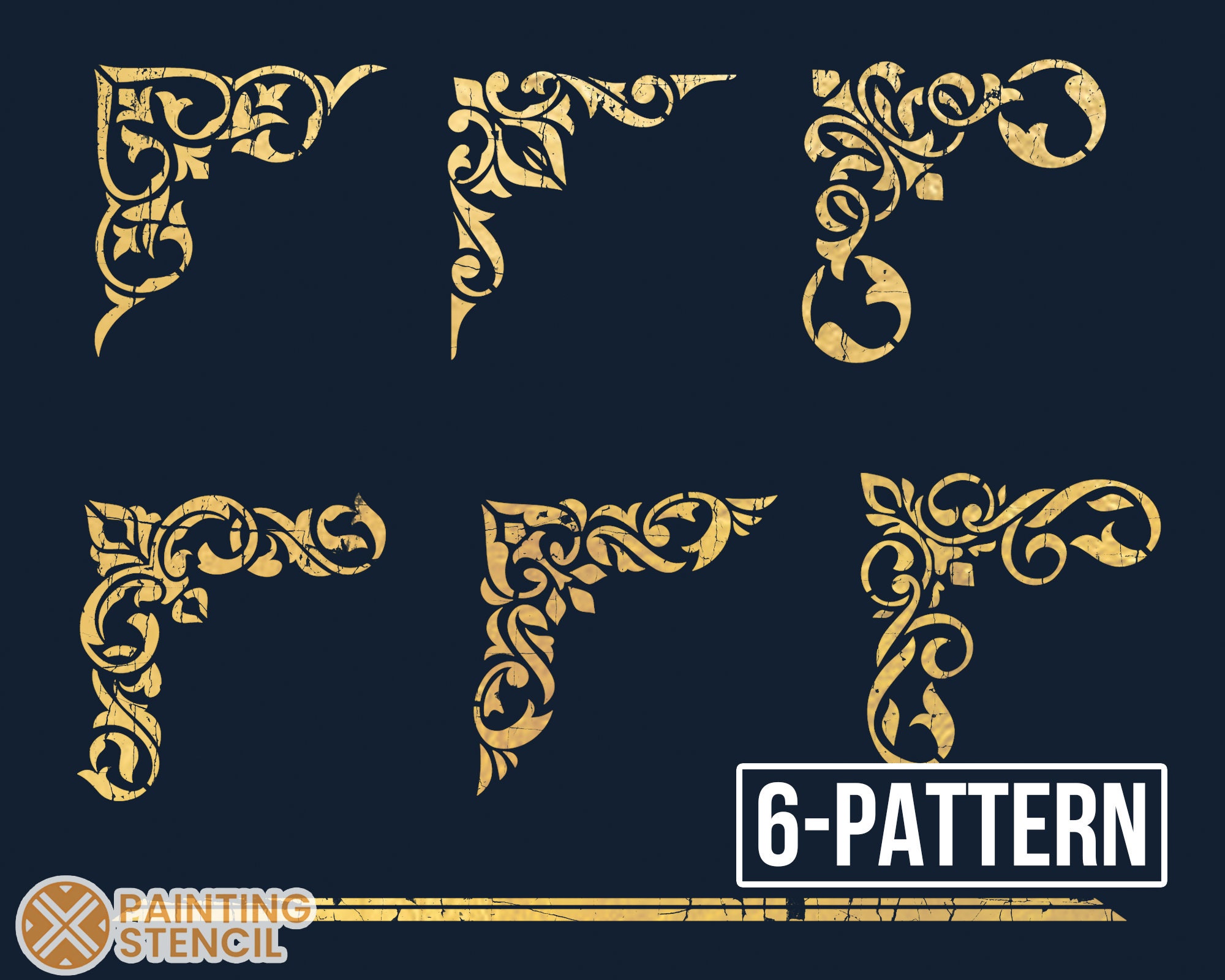 Victorian Corner Stencil, Set of 6 Corner Frame Stencils, Set of 6 ...