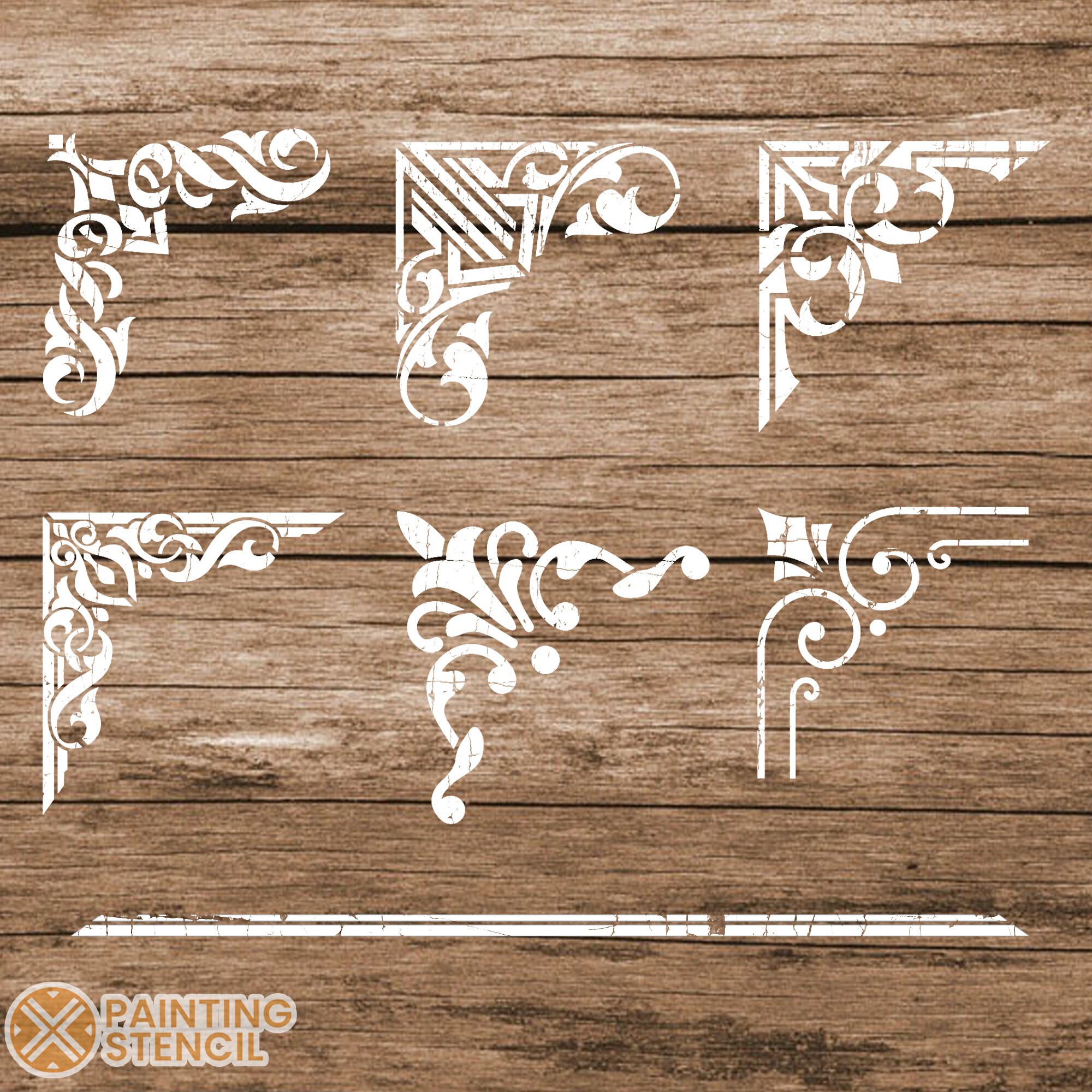 Set of 6 Stencil Templates, Set of 6 Corner Frame Stencils Victorian ...