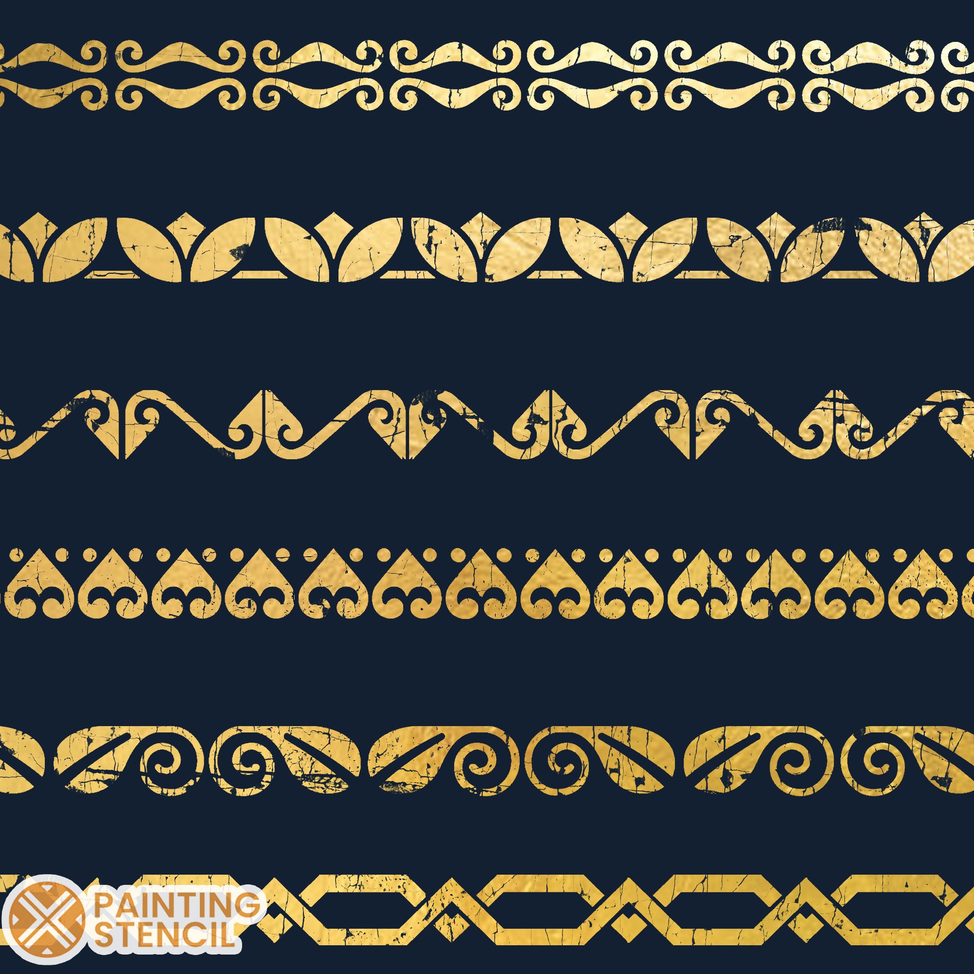 Border Stencil Set With Corners, Victorian Border Stencil, Border ...