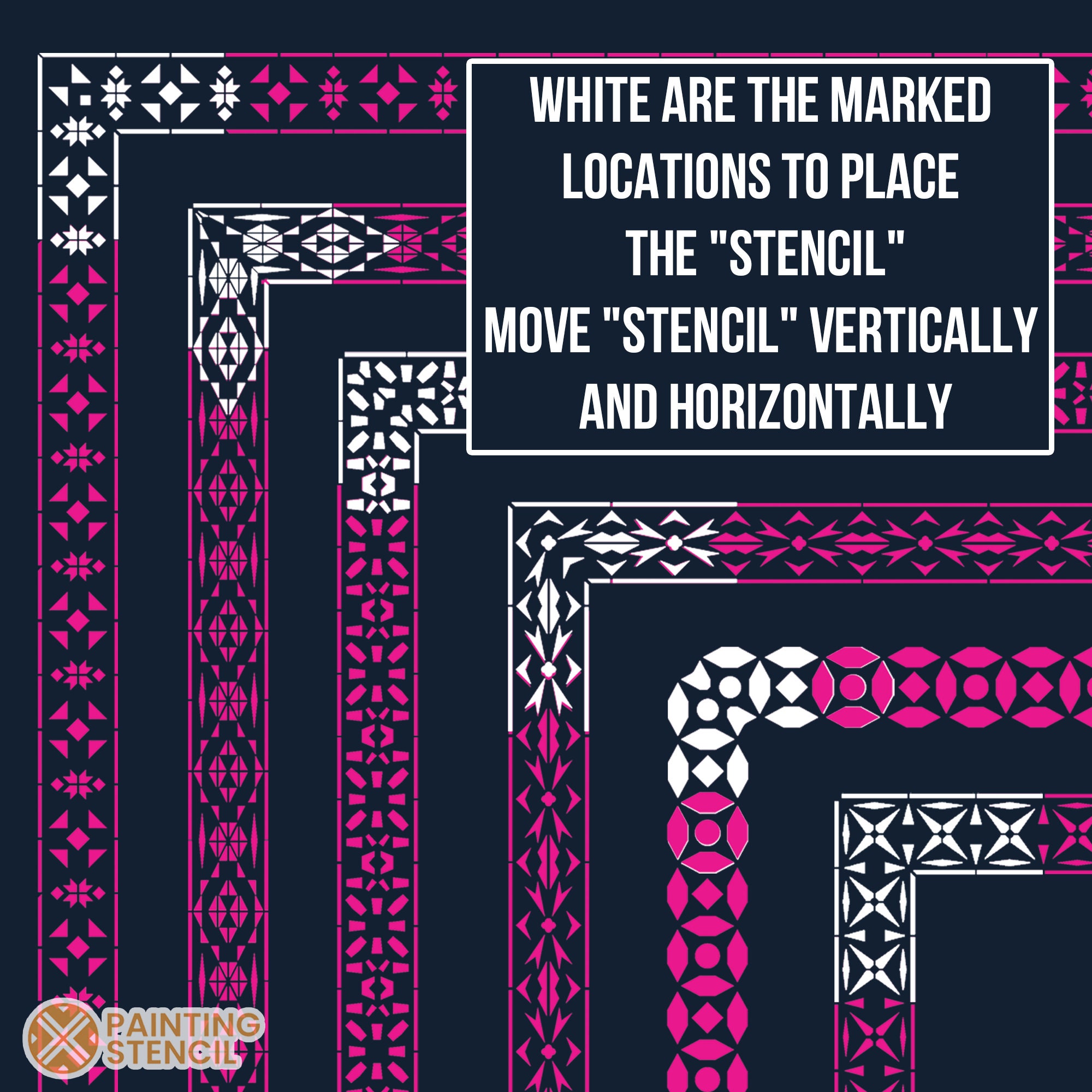 Border Stencil Desk, Wall Border Stencil, Large A4 Border Stencil Set ...