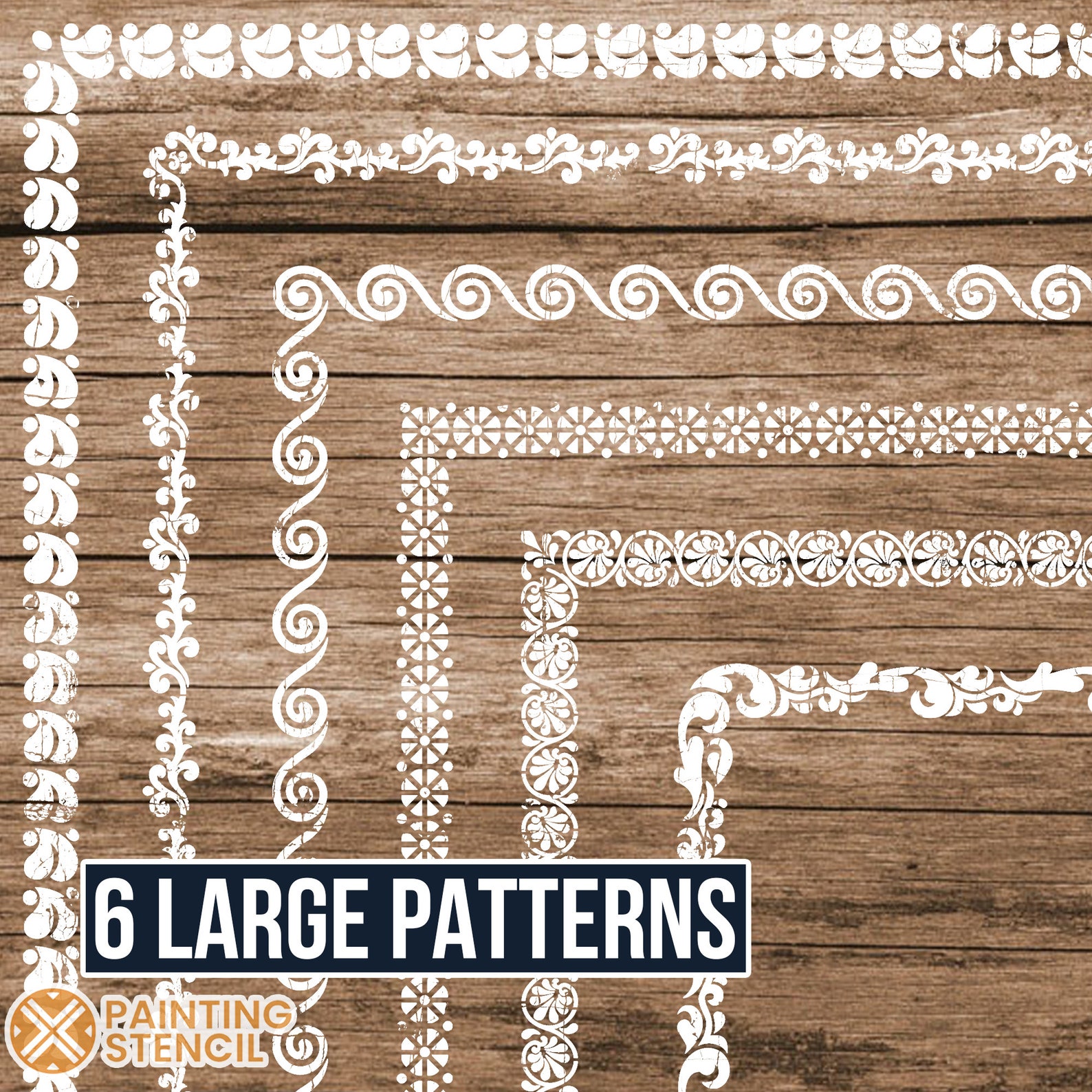 Victorian Border Stencil Set, Corner and Border Stencils, Victorian ...