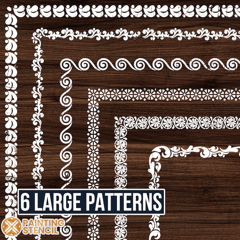 Victorian Border Stencil Set, Corner and Border Stencils, Victorian ...