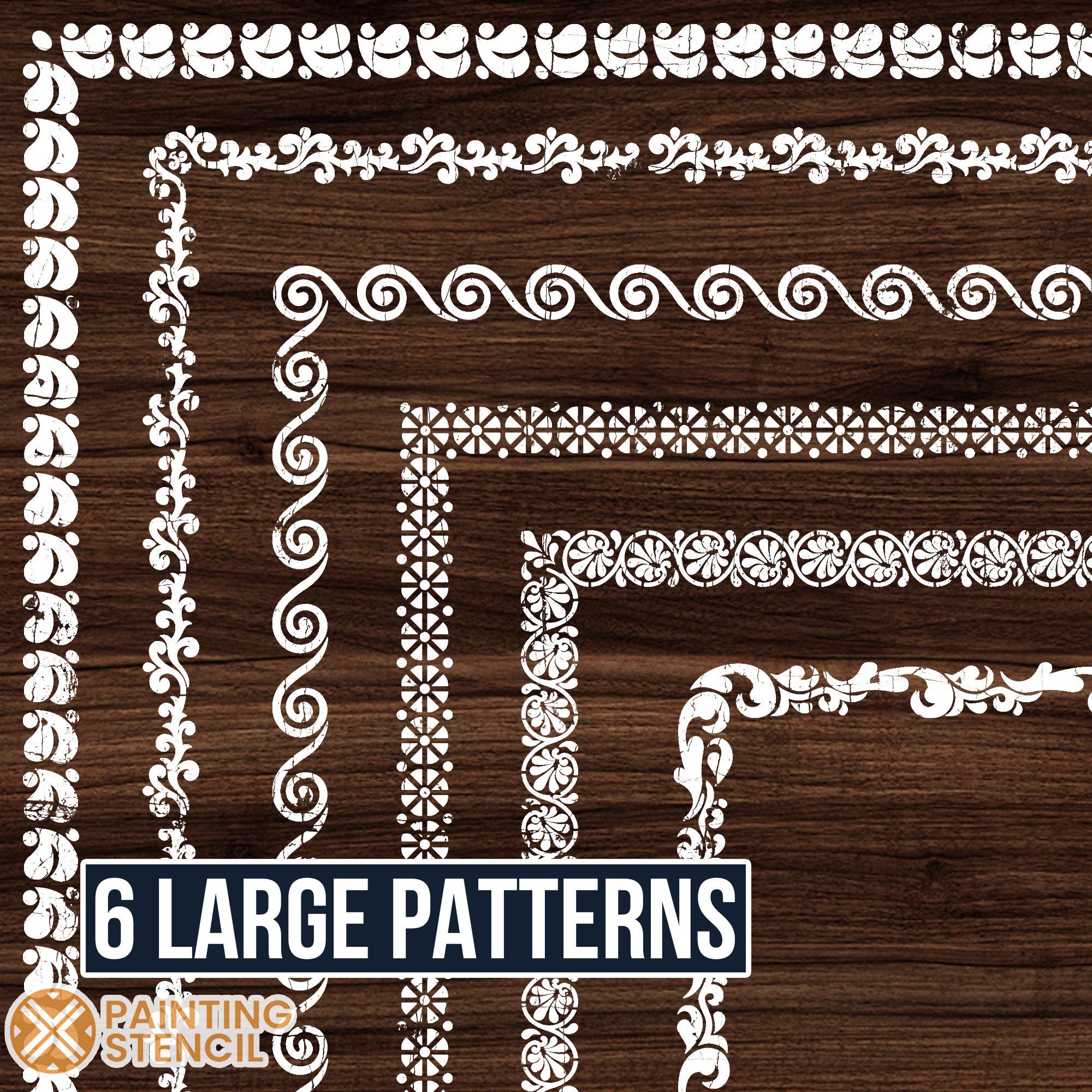 Victorian Border Stencil Set, Corner and Border Stencils, Victorian ...