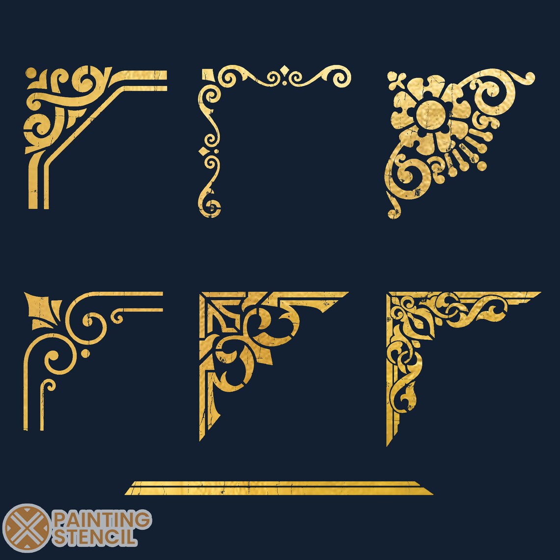 Set of 6 Corner Frame Stencils, Set of 6 Stencil Templates, Victorian ...