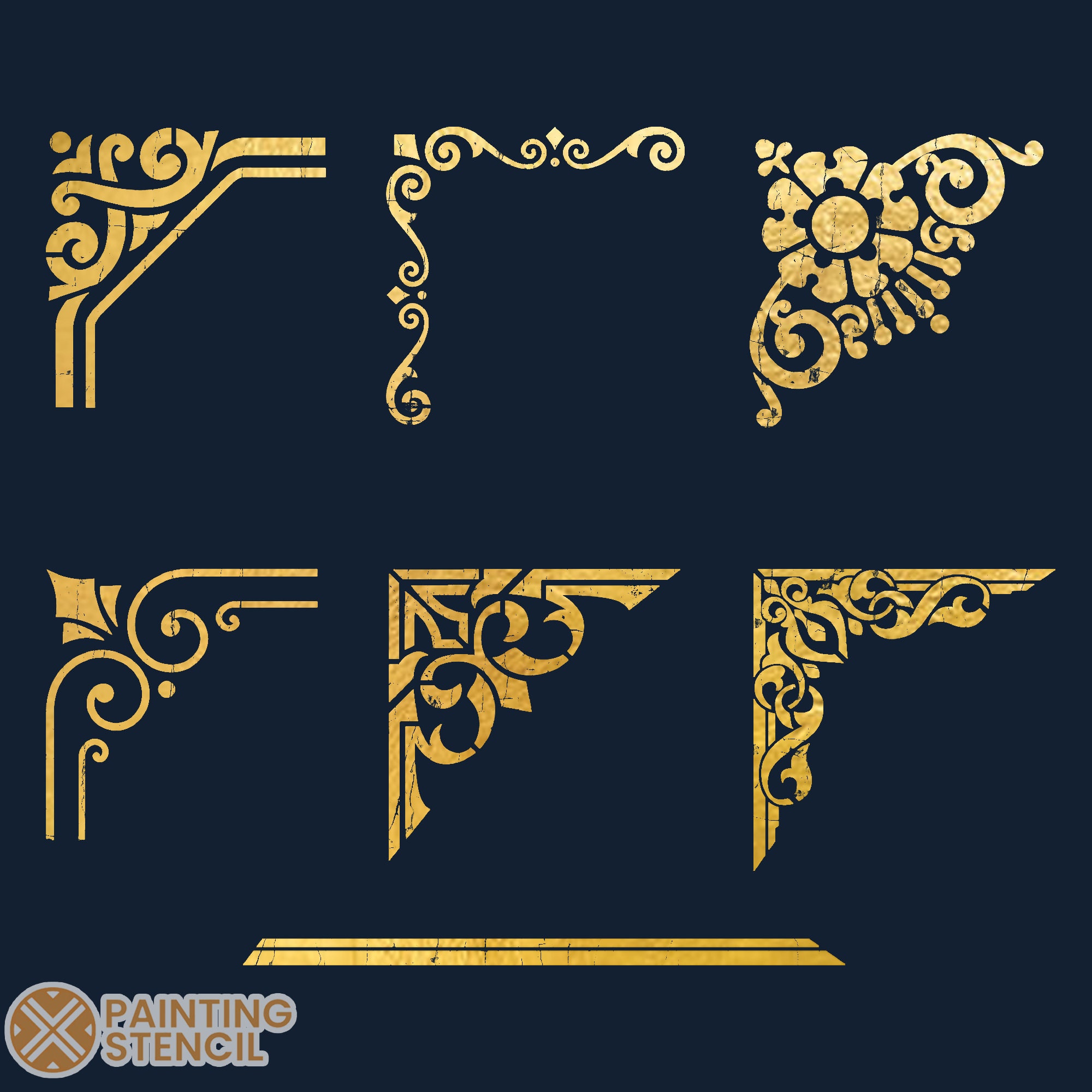Set of 6 Corner Frame Stencils, Set of 6 Stencil Templates, Victorian ...
